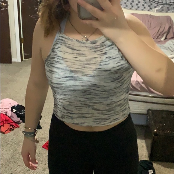 Tops | Grey Patterned Halter Top | Poshmark